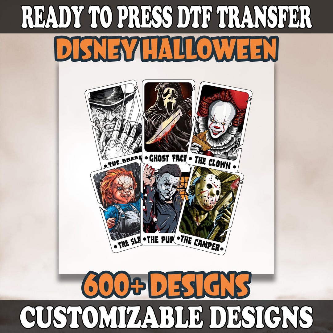 Halloween Horror Characters DTF Transfer, Horror Halloween Ready to ...