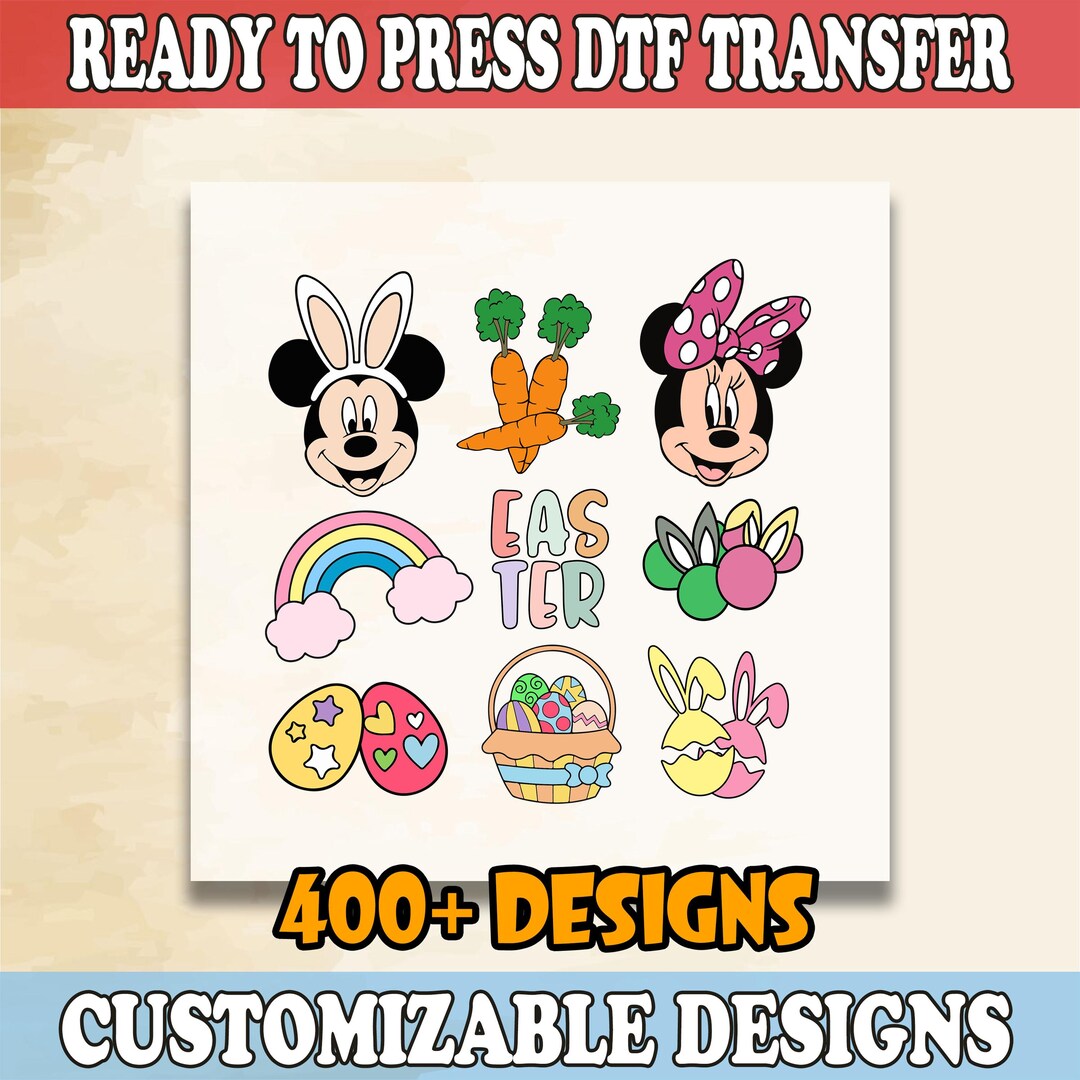 Happy Easter DTF Transfer, Disney Ready to Press, Bunny Heat Transfer ...