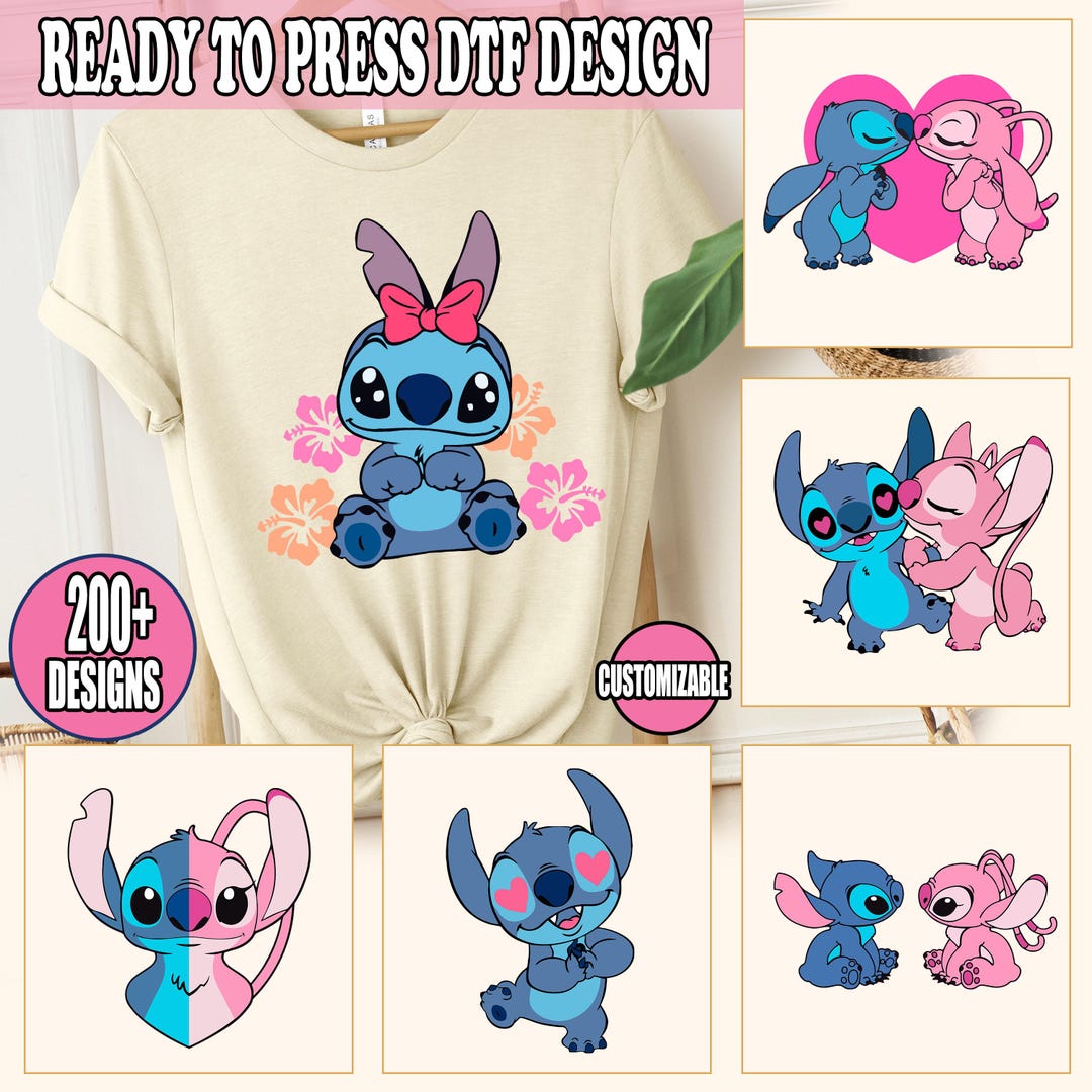 Stitch Valentine's Day DTF Transfer, Lilo and Stitch Ready to Press ...