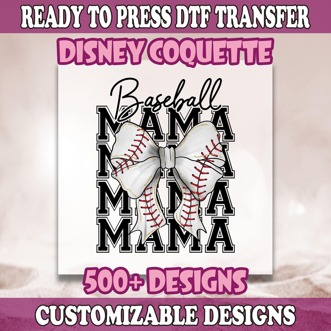 Baseball Mama Dtf Transfer, Baseball Coquette Bow Ready to Press ...