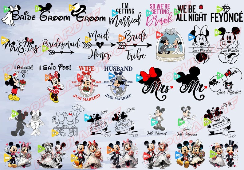 Disney Bride and Groom DTF, Matching Bridal Party Dtf, Disney ...