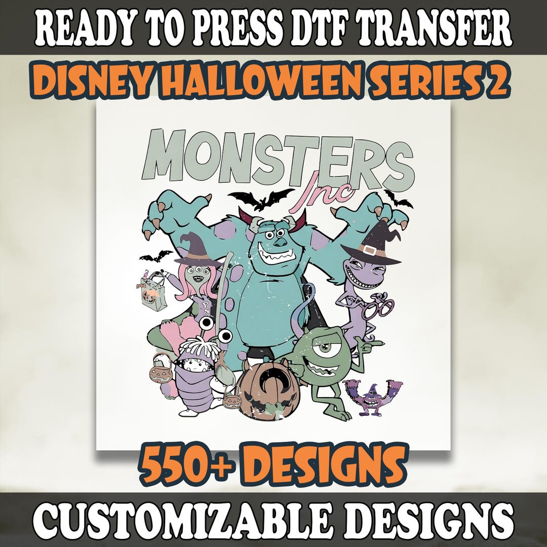 Disney Monster Inc Halloween Horror Characters DTF Transfers, Disney ...