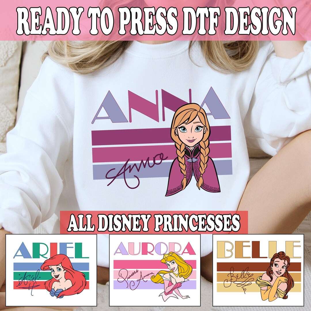 Disney Princess DTF Transfer, Princess Ready to Press, Magic Kingdom ...