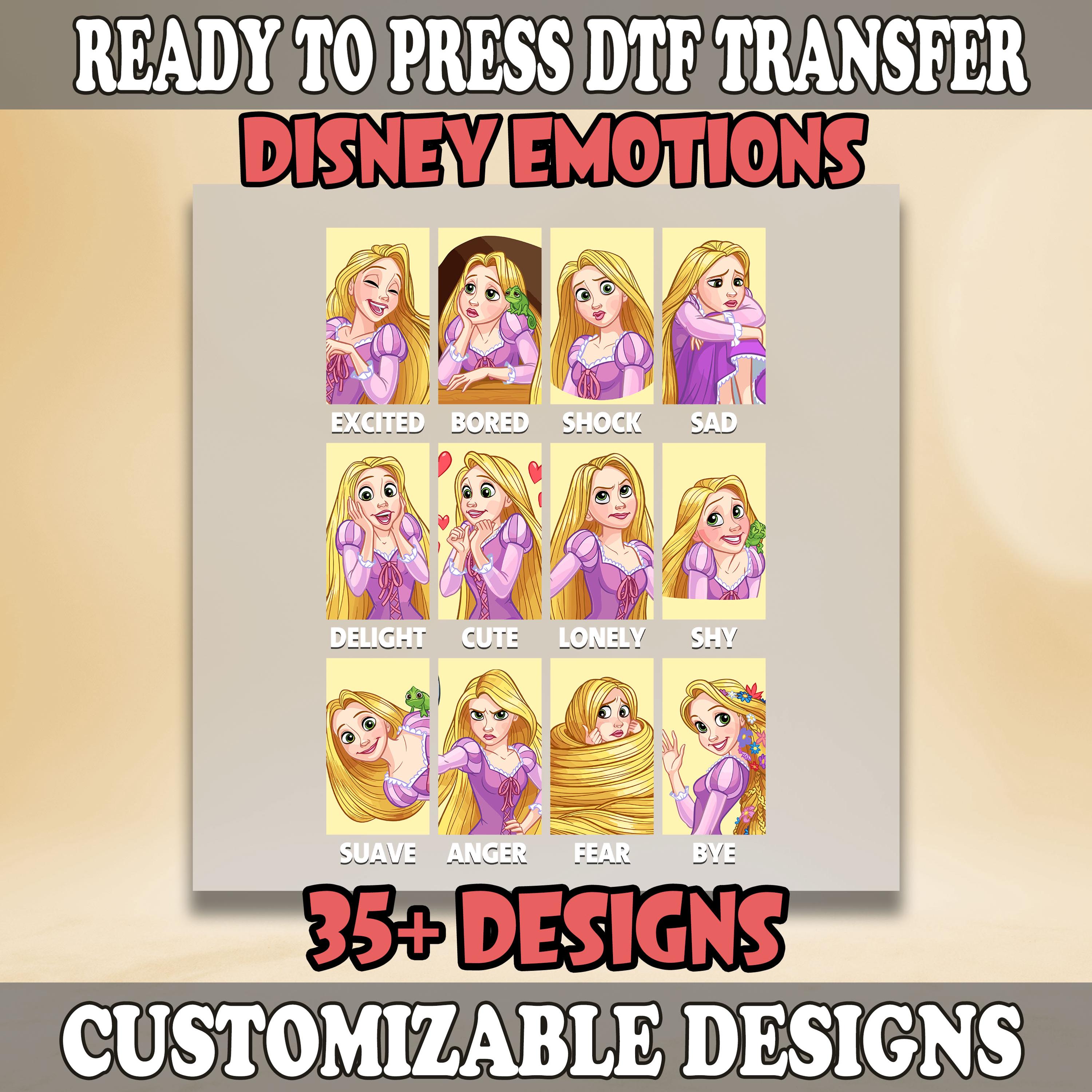 Disney Princess Rapunzel DTF Transfer, Emotions of Rapunzel DTF ...