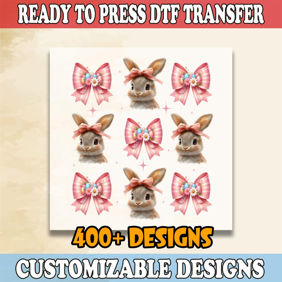 Easter Bunny Coquette DTF Transfer, Easter Day Dtf, Happy Easter Heat ...