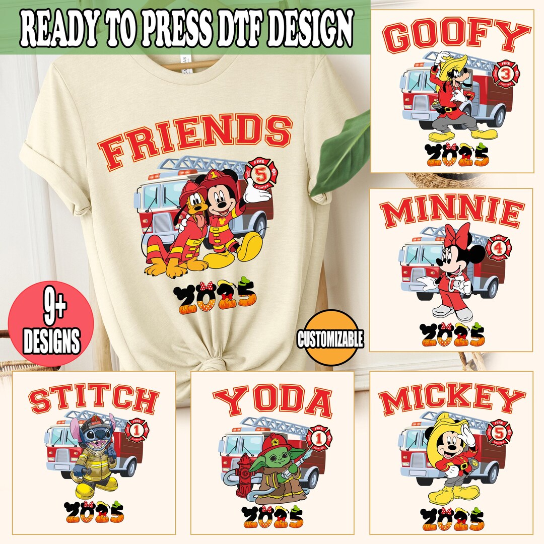 Mickey and Friends Firefighter DTF Transfer, Disney Family Vacation ...