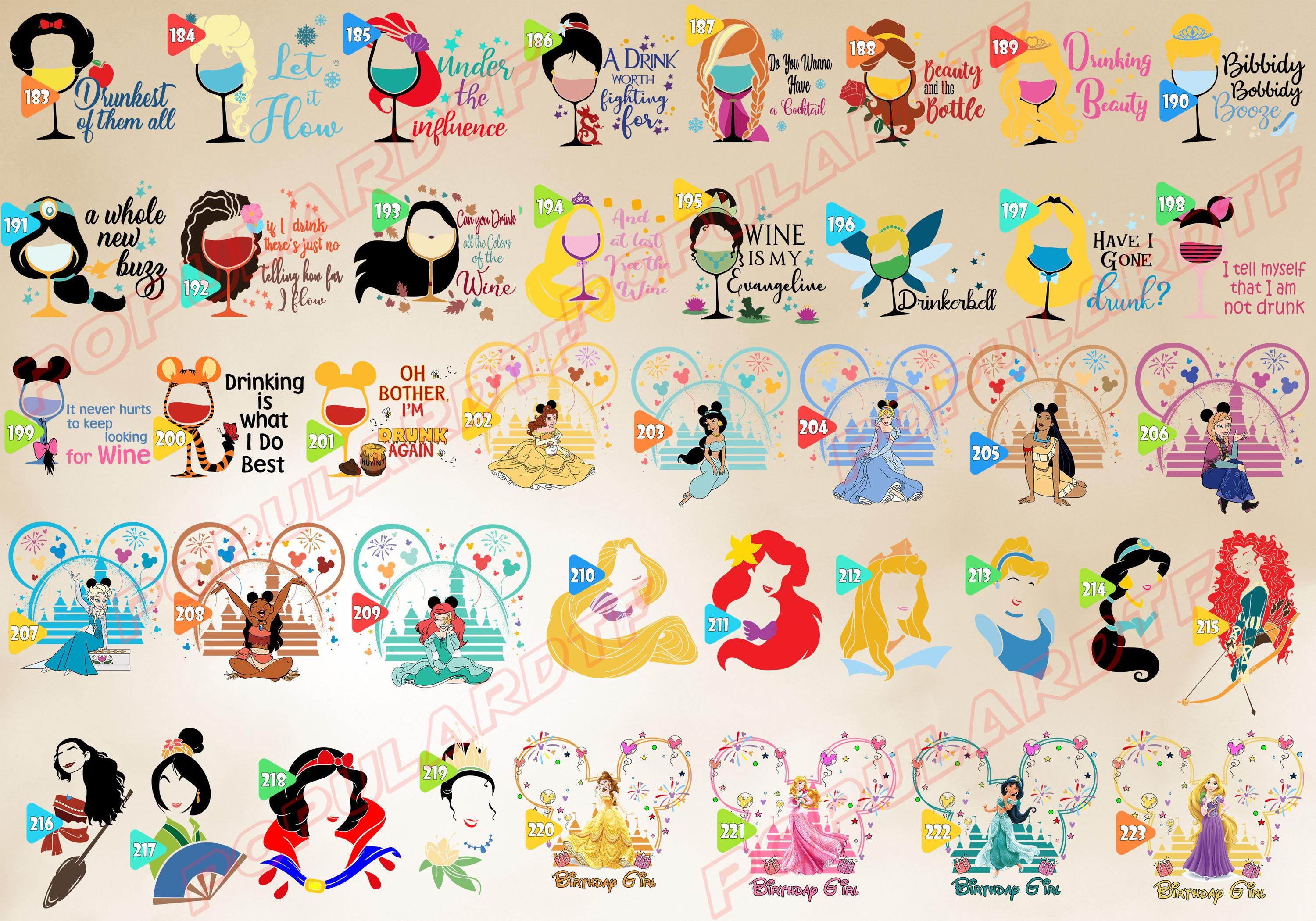 Disney Princess Drinking DTF Transfer, Epcot Festival DTF, Disney Ready ...