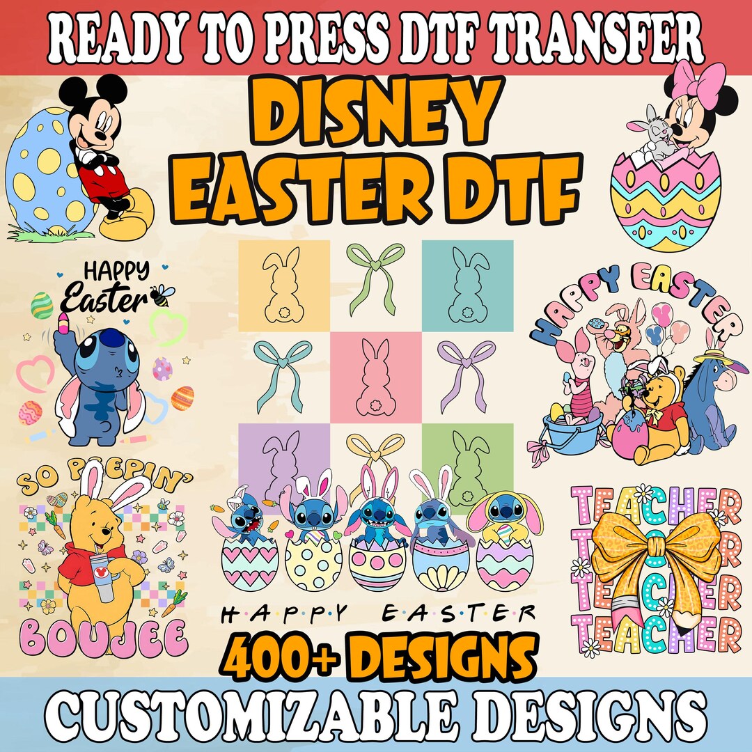 2025 Disney Easter DTF Transfer, Mickey & Friends Bunny Ears DTF ...