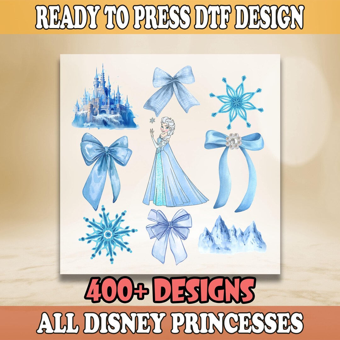 Princess Elsa Bow DTF, Princess Frozen Ready to Press, Elsa Frozen ...