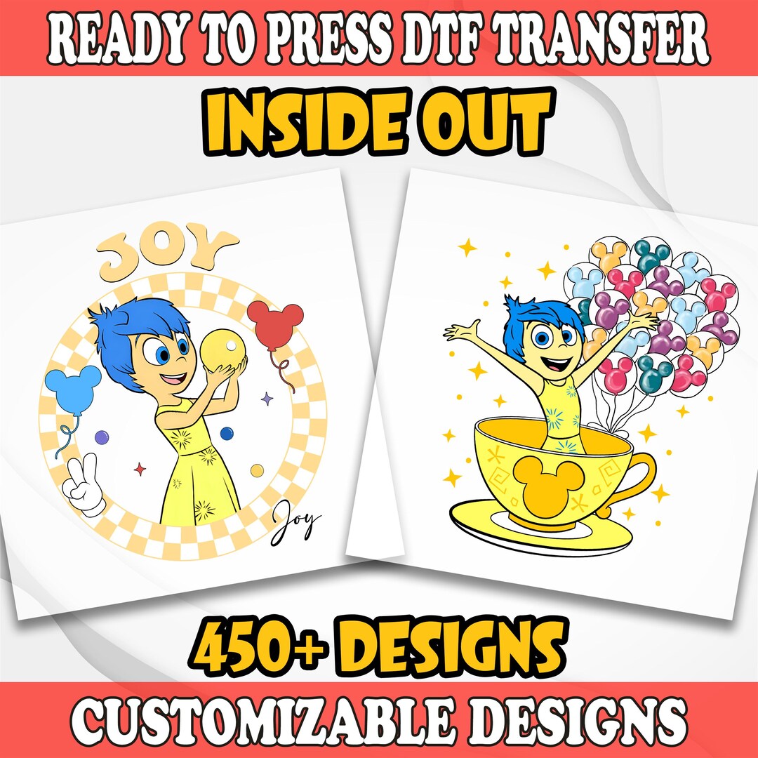 Inside Out Joy DTF, Inside Out 2 Ready to Press, Inside Out Characters ...