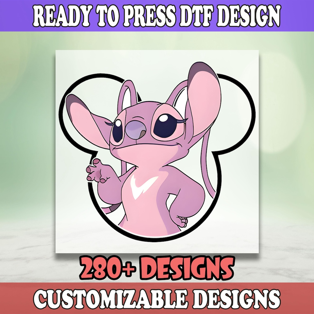 Disney Stitch & Lilo DTF Transfer, Stitch Mickey Ears Image Transfer ...
