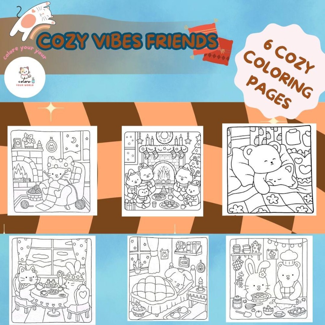Cozy Friends Coloring Pages \ Bold and Easy\ Cozy \cute Moments Friends ...