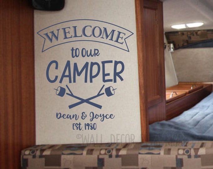 Personalized RV Camper Door or Wall Decor Decal Welcome Sticker With ...