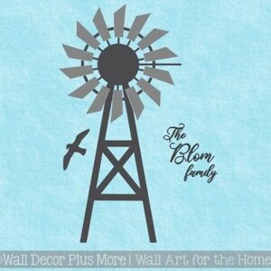 Farmhouse Decor Stickers Windmill Family Name Personalized Wall Decals ...