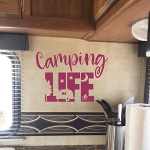 Camping Life RV Accessories Wall Stickers Decor Camper Vinyl Art Quote ...