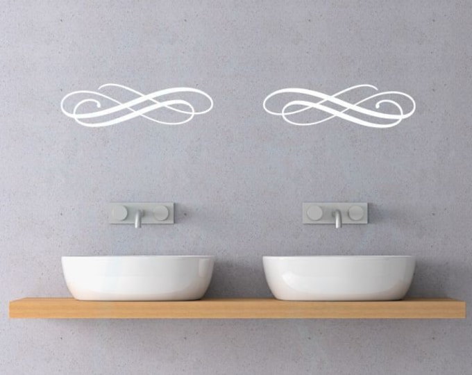Set of 2 Swirls Scroll Wall Art Decals Vinyl Stickers Home Kitchen ...
