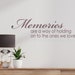 Memorial Wall Quote Decals Memories a Way of Holding on to the Ones We ...