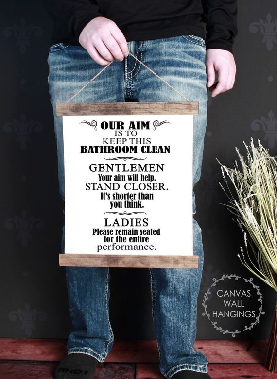 Please Keep It Clean Bathroom Sign Canvas Wall Hanging Wood | Etsy