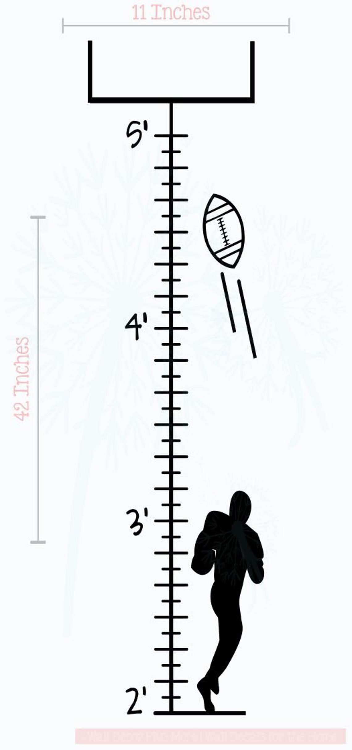 Football Growth Chart Sticker Height Ruler Tracking Boys Sports Vinyl ...