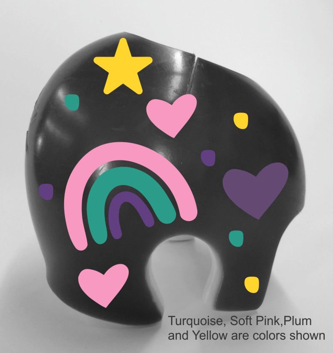 Personalized Baby Cranial Helmet Decals Rainbow Hearts Name Design Name ...