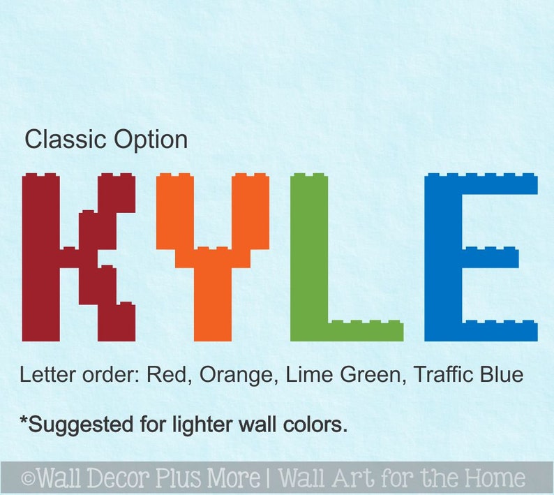Building Blocks Personalized Name Wall Decals Stickers Custom Kids ...