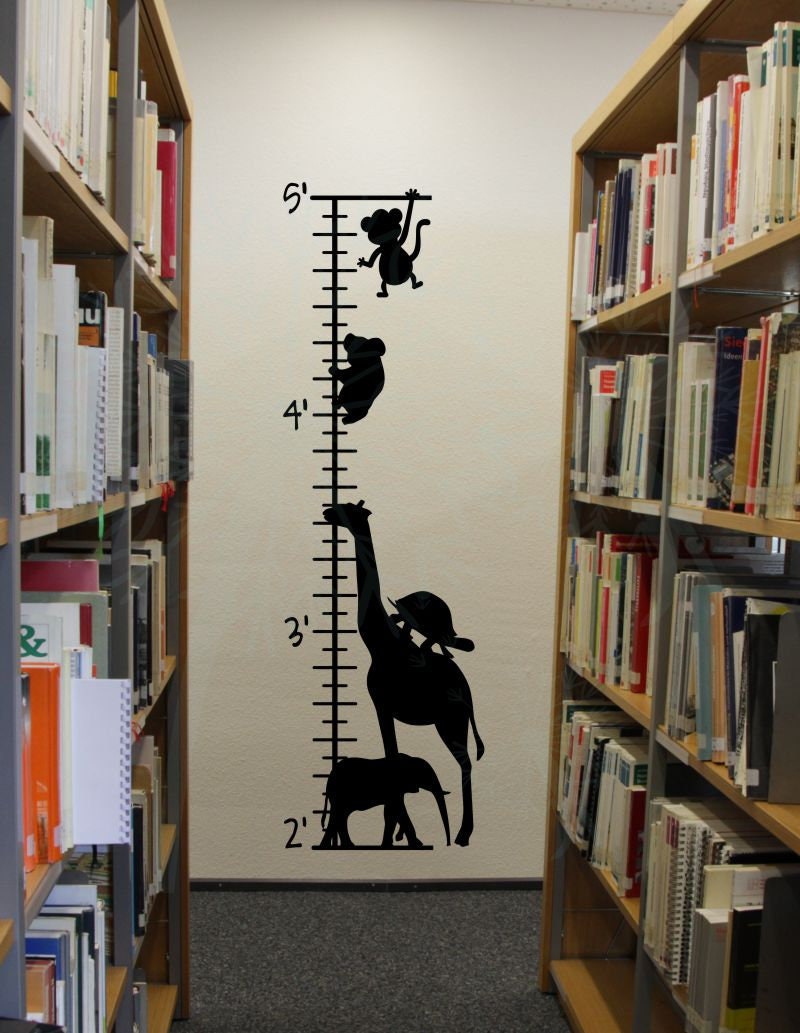 Zoo Animals Wall Growth Chart Height Ruler Decal Sticker Track Height ...