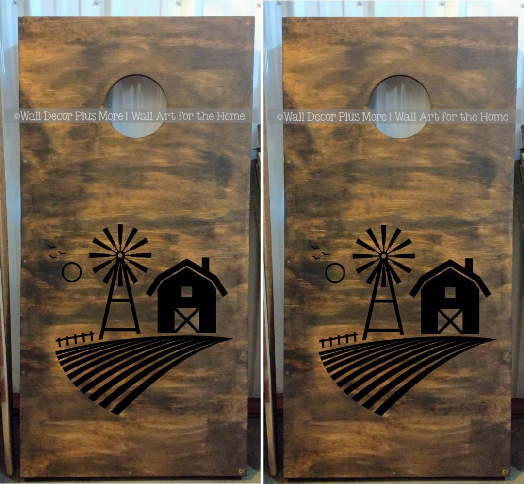 Farm Scene Windmill Barn Decal Bean Bag Art Cornhole Game Decorate ...