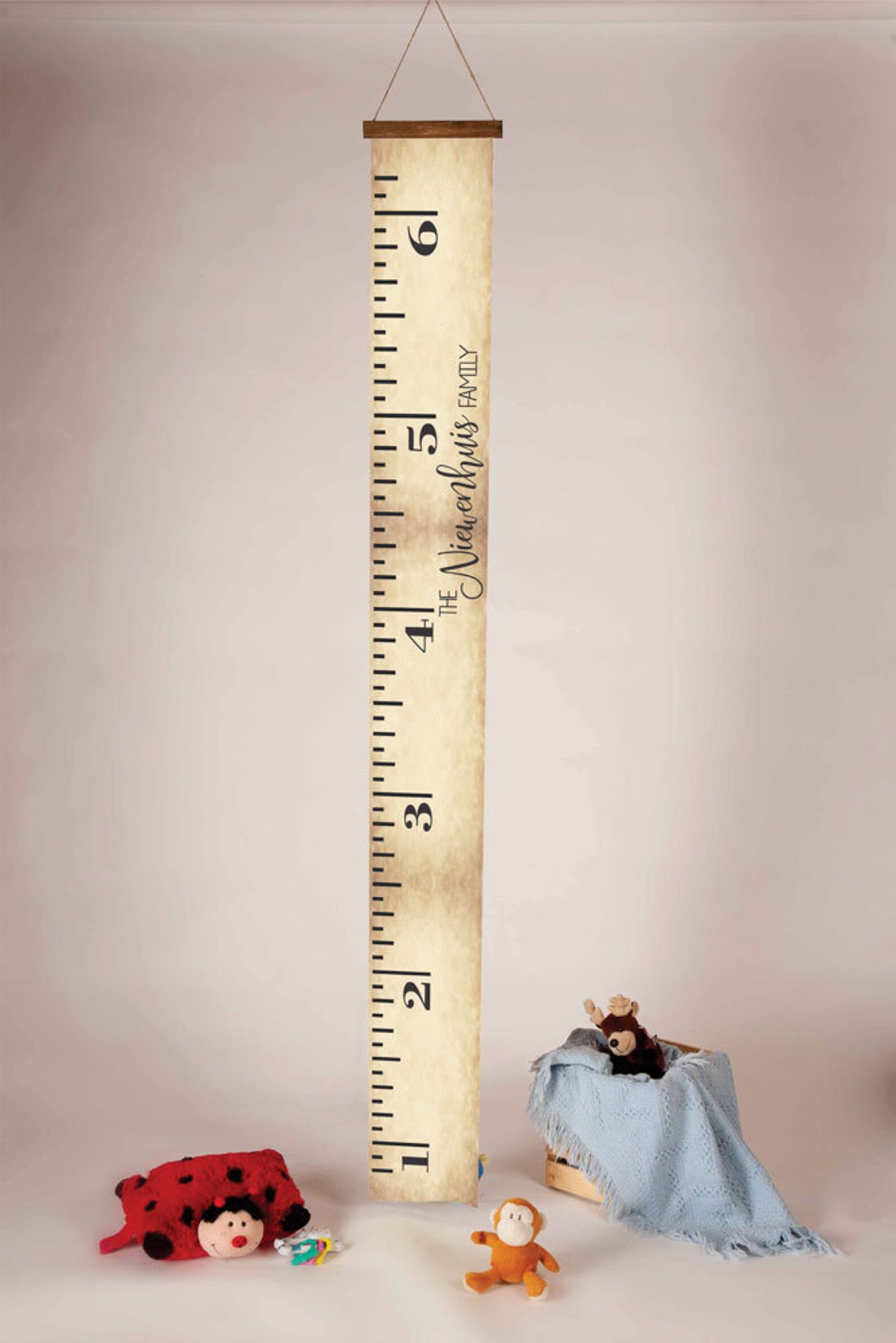 Canvas Growth Chart 6 Ft Height Ruler Wood Topper Personalized With ...