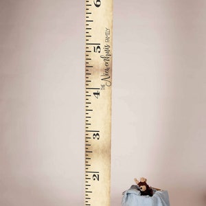 Canvas Growth Chart 6 Ft Height Ruler Wood Topper Personalized With ...