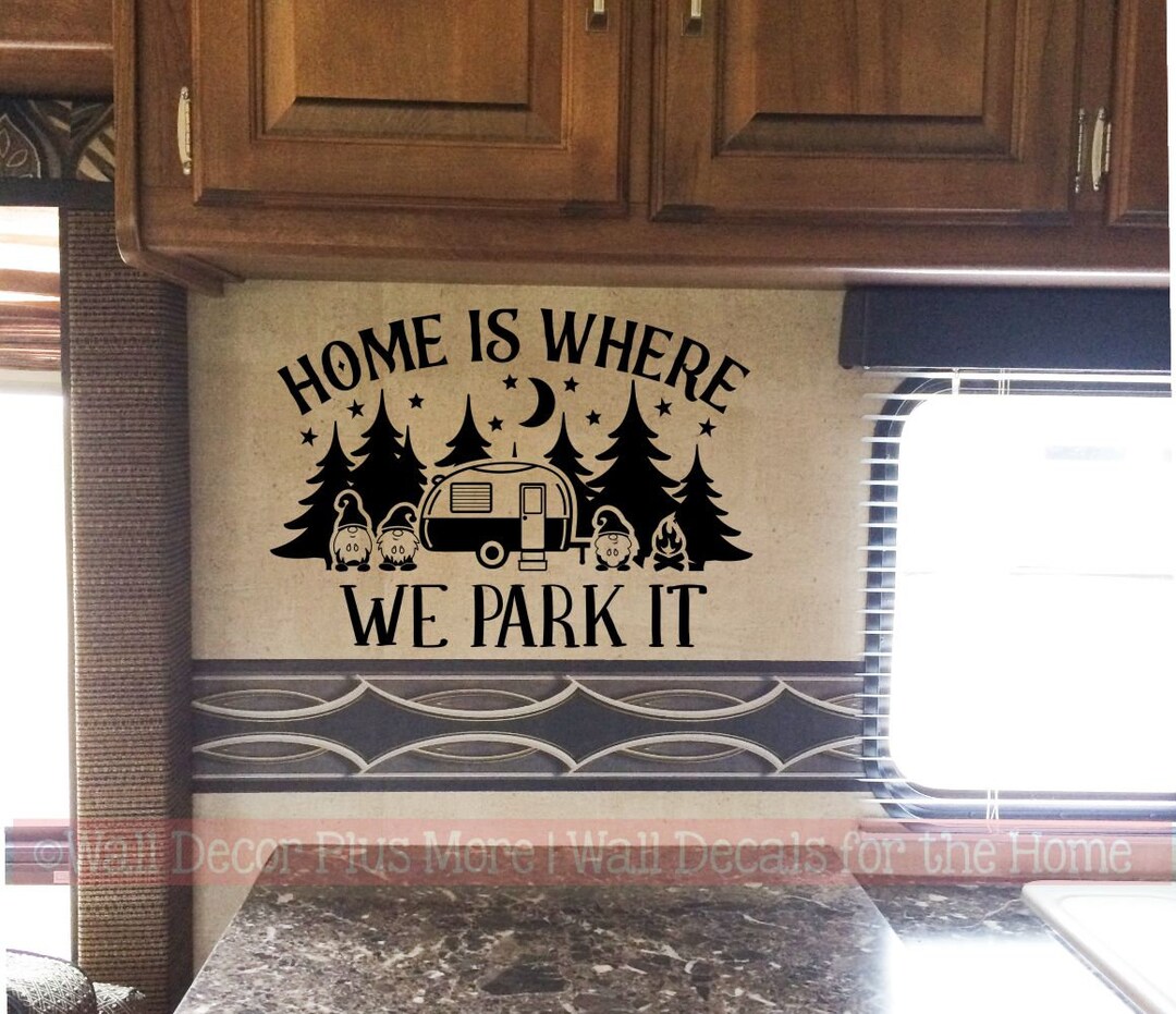 Gnomes Camper Vinyl Wall Art Decal - 'home Where We Park It' - RV and ...