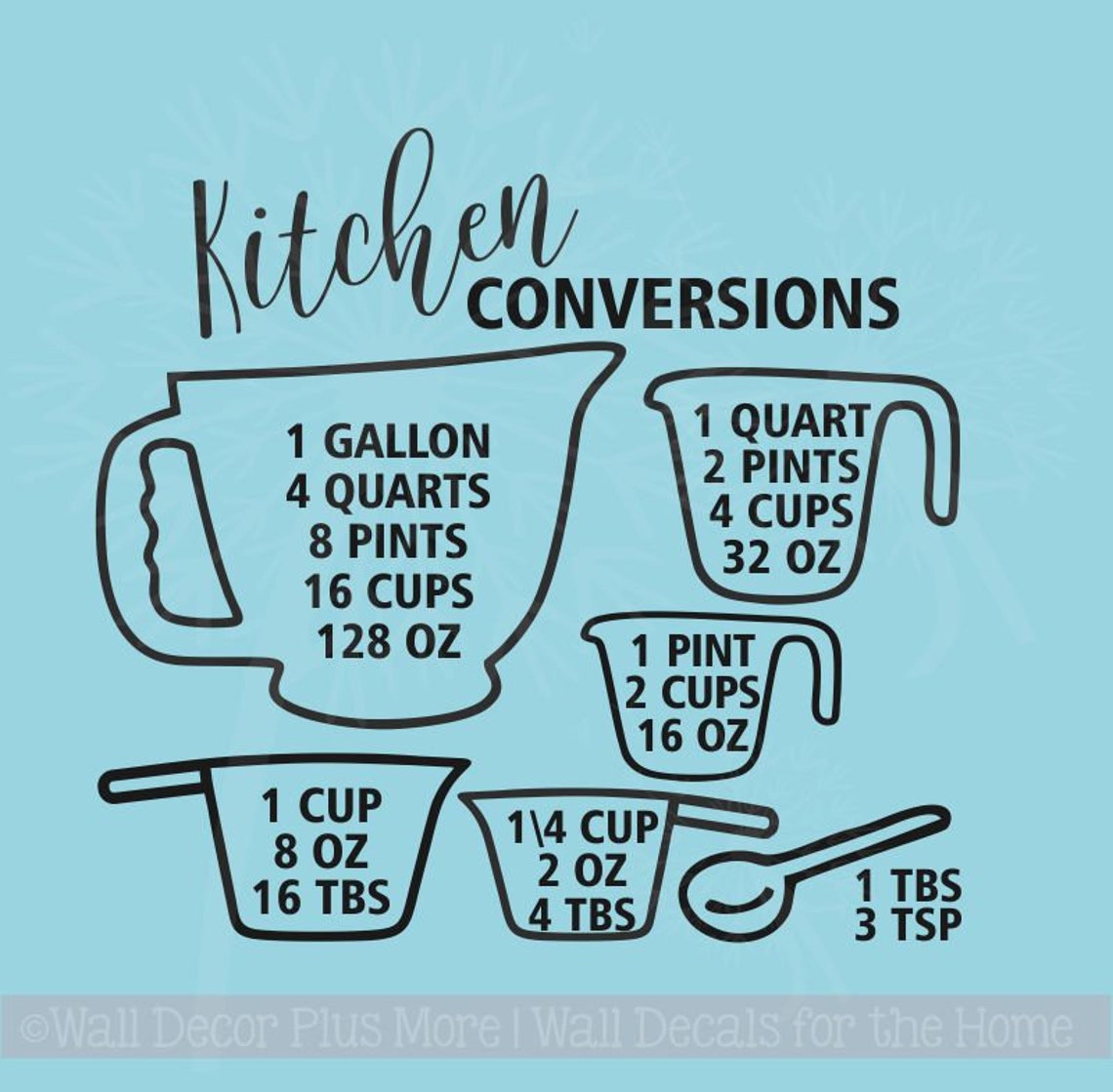 Kitchen Conversion Chart Vinyl Art Decals for Home Decor - Etsy