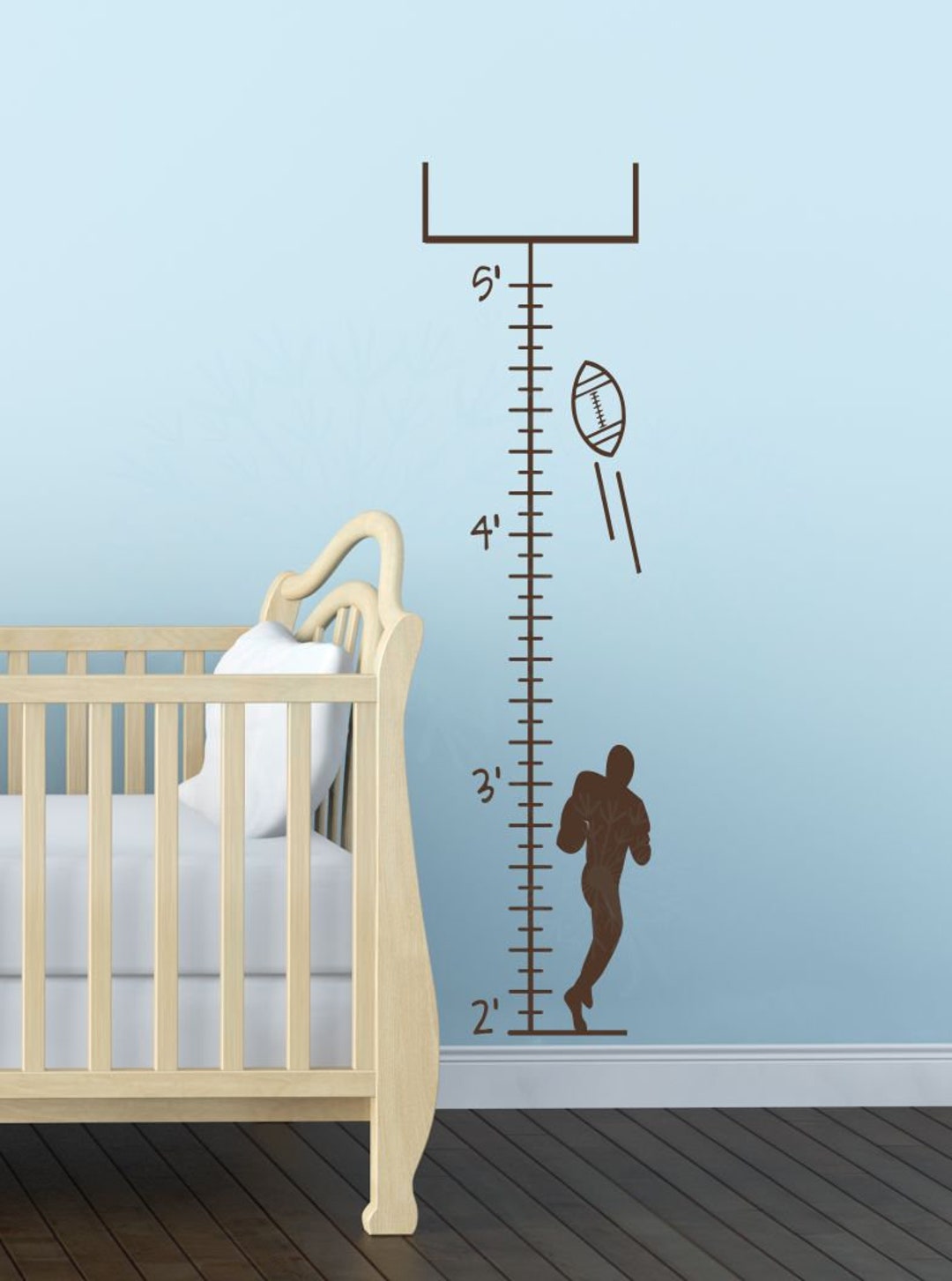 Football Growth Chart Sticker Height Ruler Tracking Boys Sports Vinyl ...
