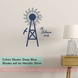 Farmhouse Decor Stickers Windmill Family Name Personalized Wall Decals ...