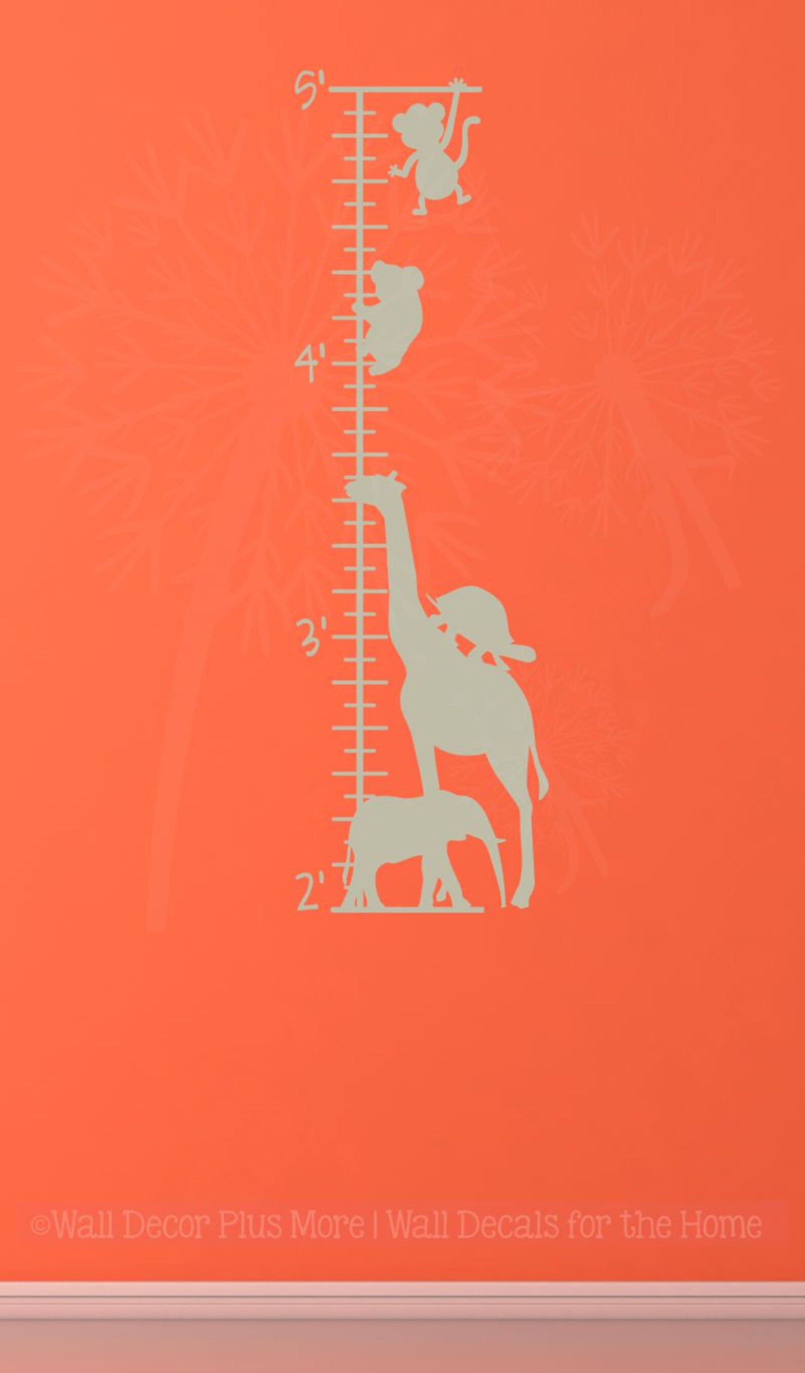 Zoo Animals Wall Growth Chart Height Ruler Decal Sticker Track Height ...