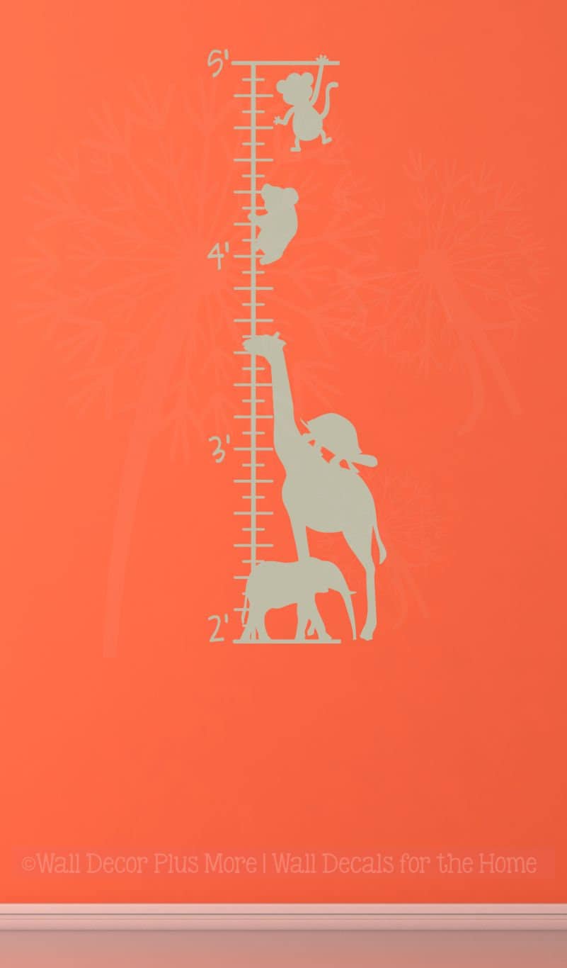 Zoo Animals Wall Growth Chart Height Ruler Decal Sticker Track | Etsy
