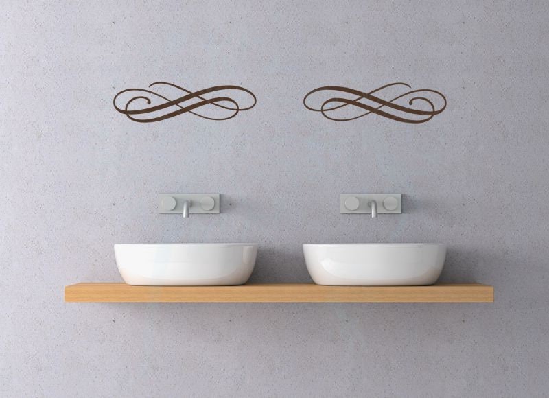 Set of 2 Swirls Scroll Wall Art Decals Vinyl Stickers Home Kitchen ...