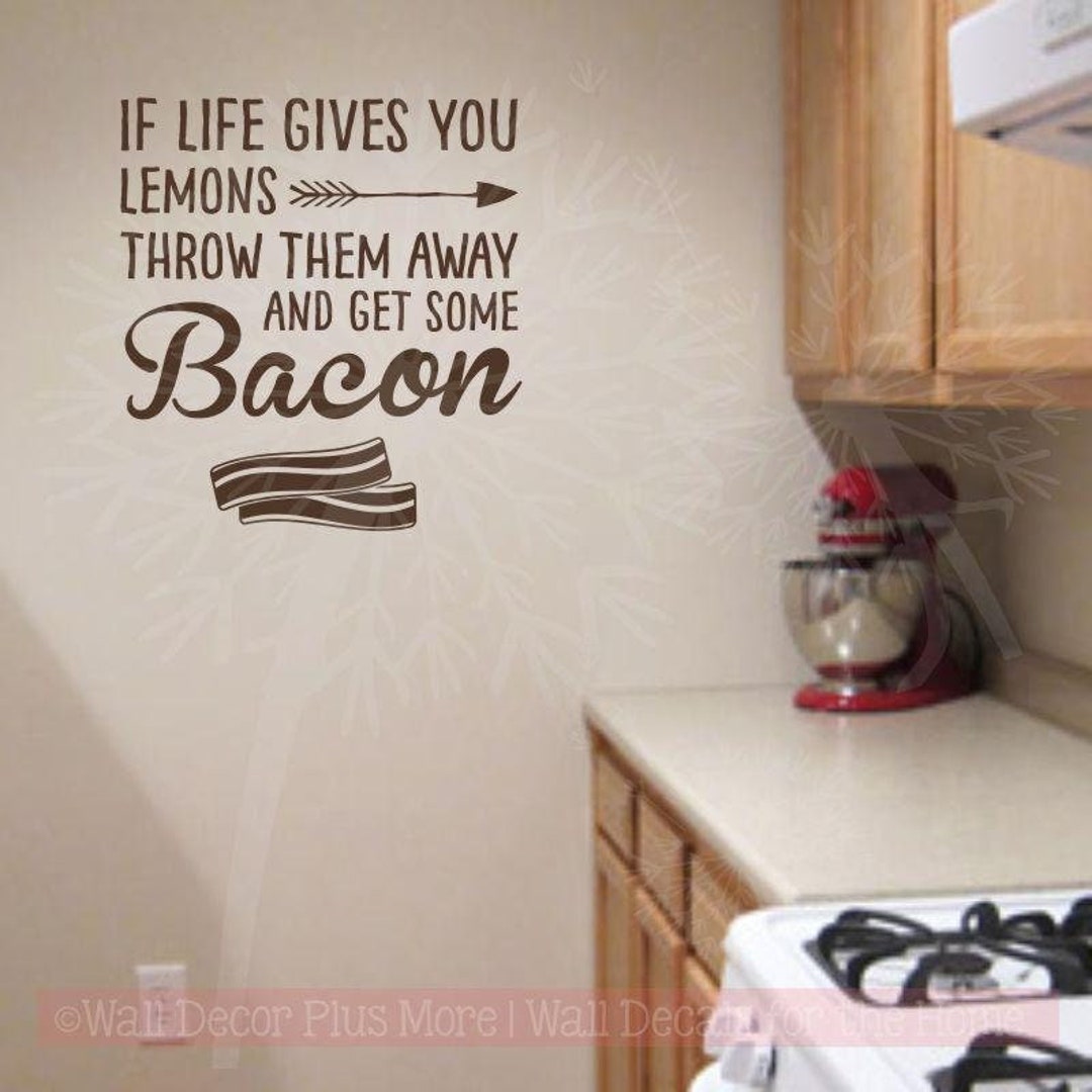 Kitchen Wall Decals Get Some Bacon Inspirational Funny Stickers Quotes ...