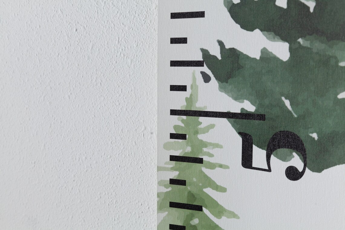 Canvas Growth Chart Height Ruler Tracker Hanging Sign Watercolor Trees ...
