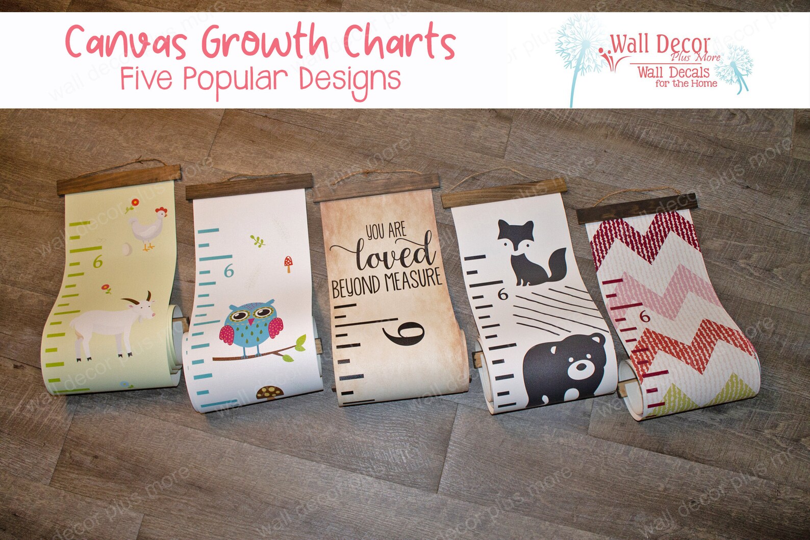 Farm Animals Height Ruler Tracker Printed on Canvas Growth Chart Sign ...
