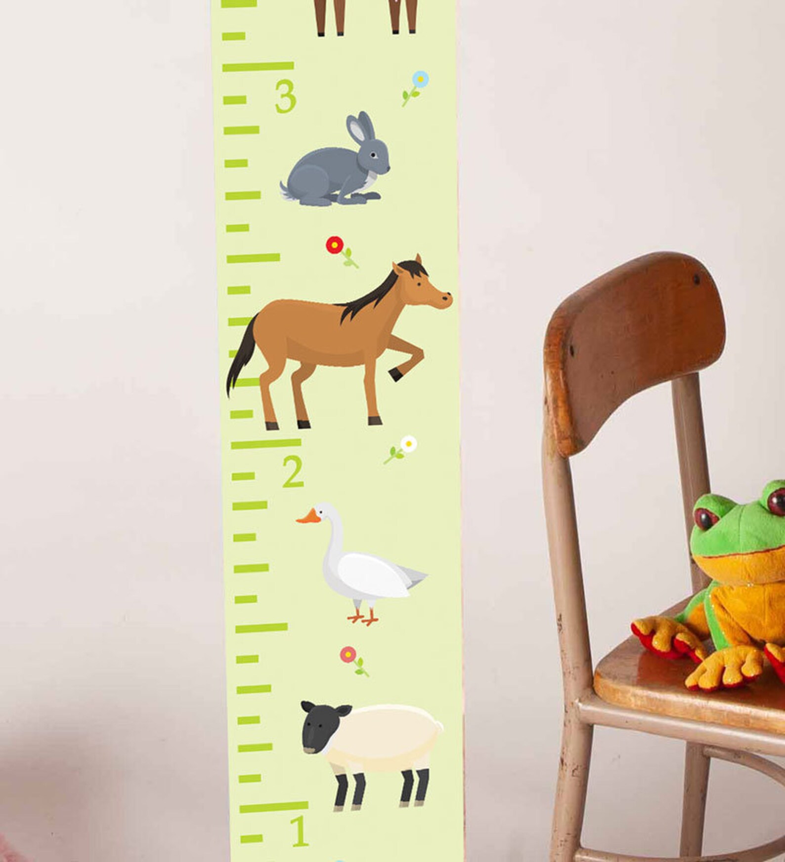 Farm Animals Height Ruler Tracker Printed on Canvas Growth Chart Sign ...
