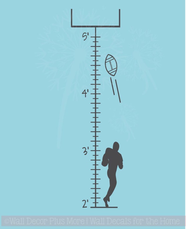 Football Growth Chart Sticker Height Ruler Tracking Boys Sports Vinyl ...