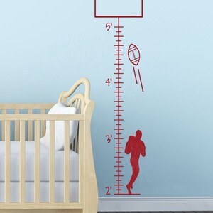 Football Growth Chart Sticker Height Ruler Tracking Boys Sports Vinyl ...