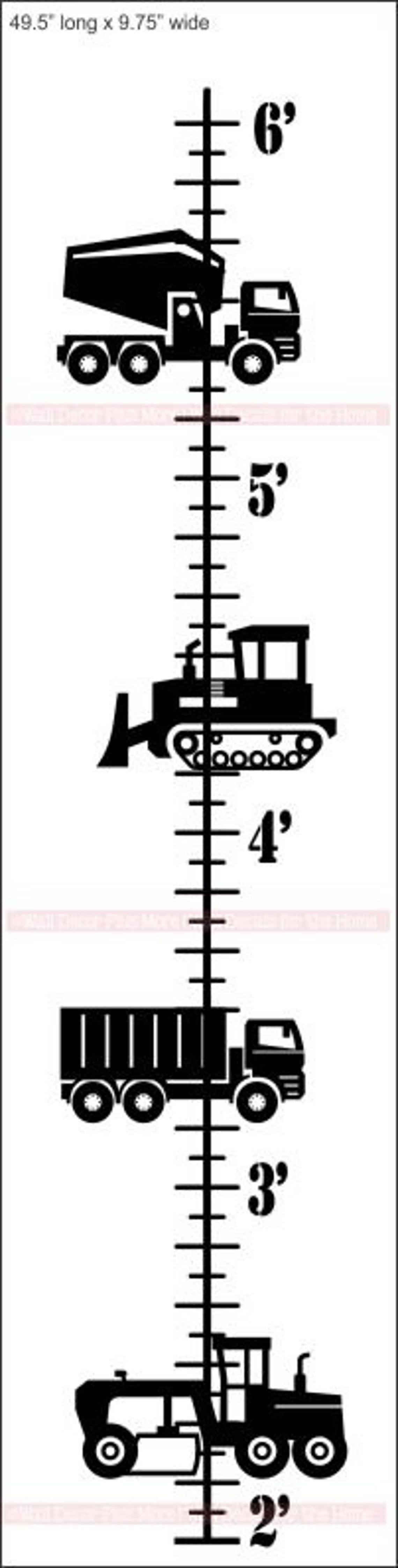 Construction Height Ruler Growth Chart Wall Decal Sticker for Boys ...
