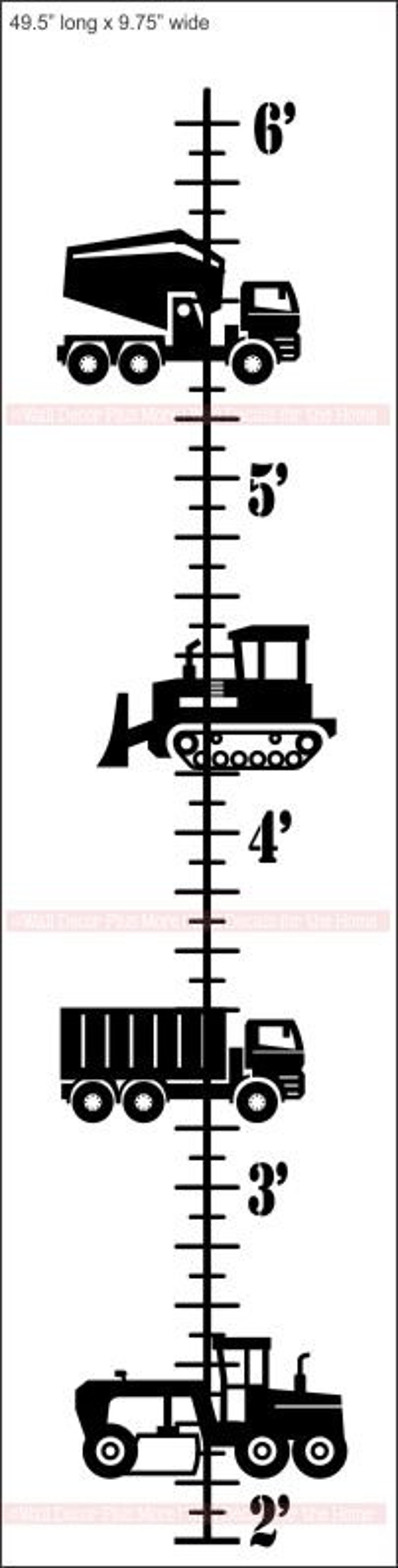 Construction Height Ruler Growth Chart Wall Decal Sticker for Boys ...