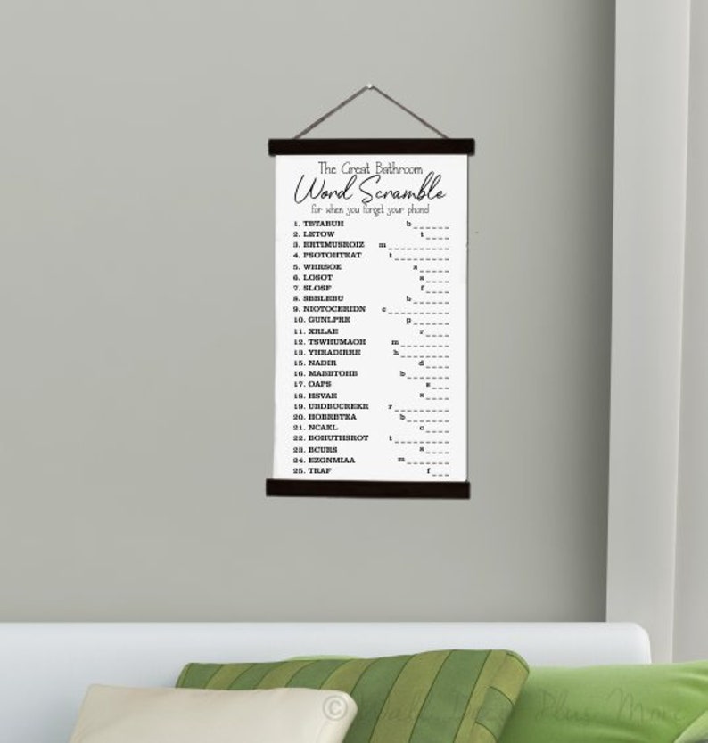 Canvas Wall Print Wood Frame Bathroom Wall Decor Word Scramble - Etsy