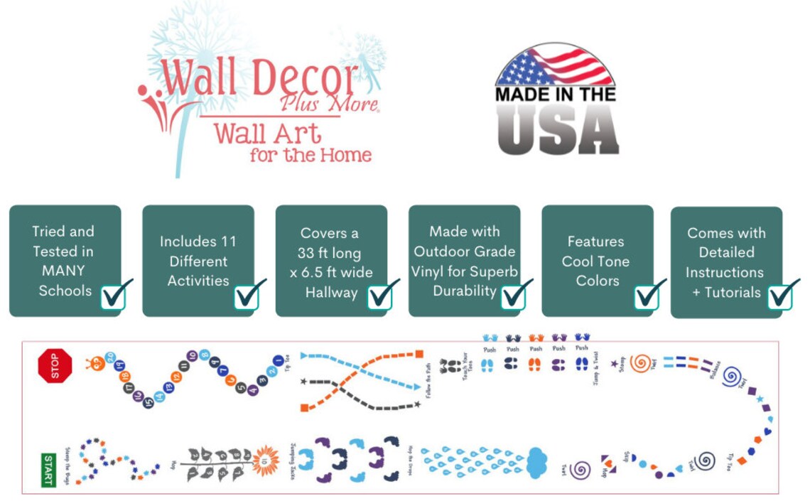 Sensory Path Package Floor Decal Stickers School Hallway Pathway Art ...