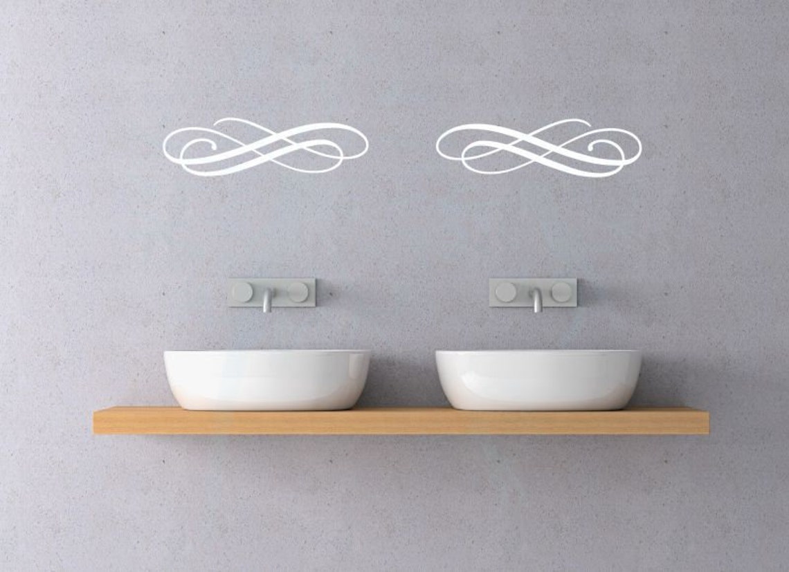 Set of 2 Swirls Scroll Wall Art Decals Vinyl Stickers Home Kitchen ...