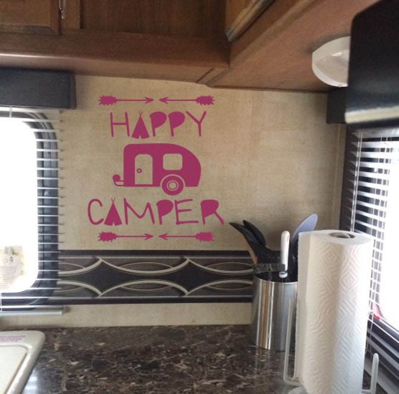Happy Camper Vinyl Lettering Art Tribal RV Home With Arrows Wall Decals ...