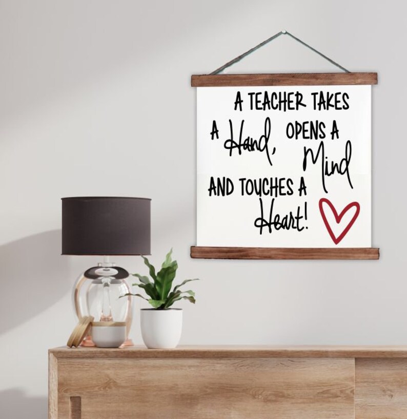 Teacher Takes Hand, Touches Heart Canvas Wall Art Sign - Etsy