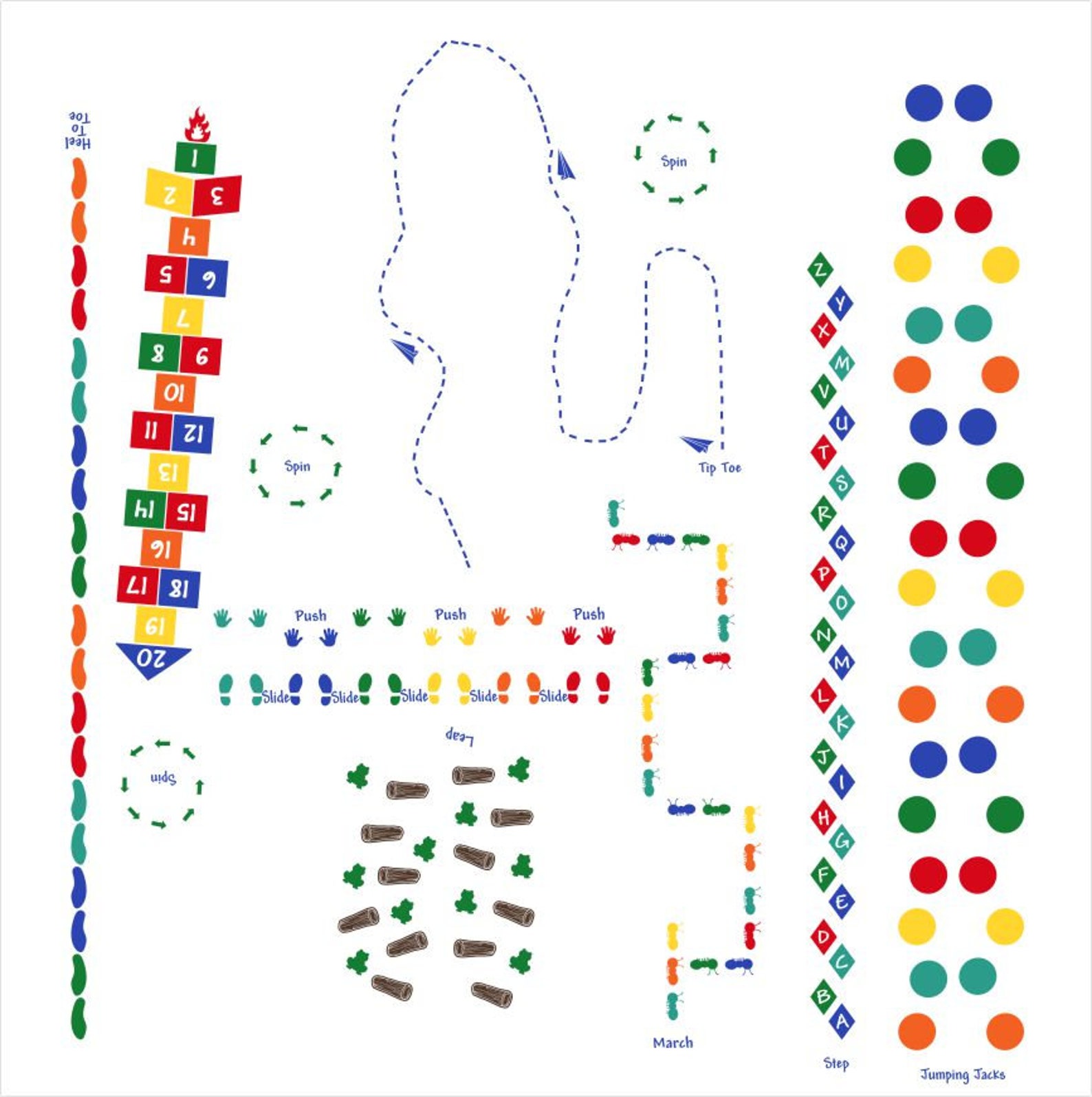 Sensory Path Package Floor Decal Stickers School Hallway Art Covers 61 ...